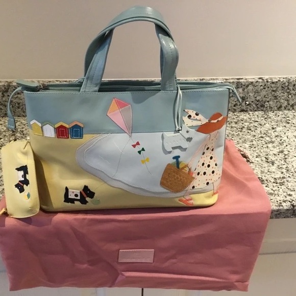 RADLEY LONDON | Bags | Radley London Blue And Yellow Tote With Playful ...